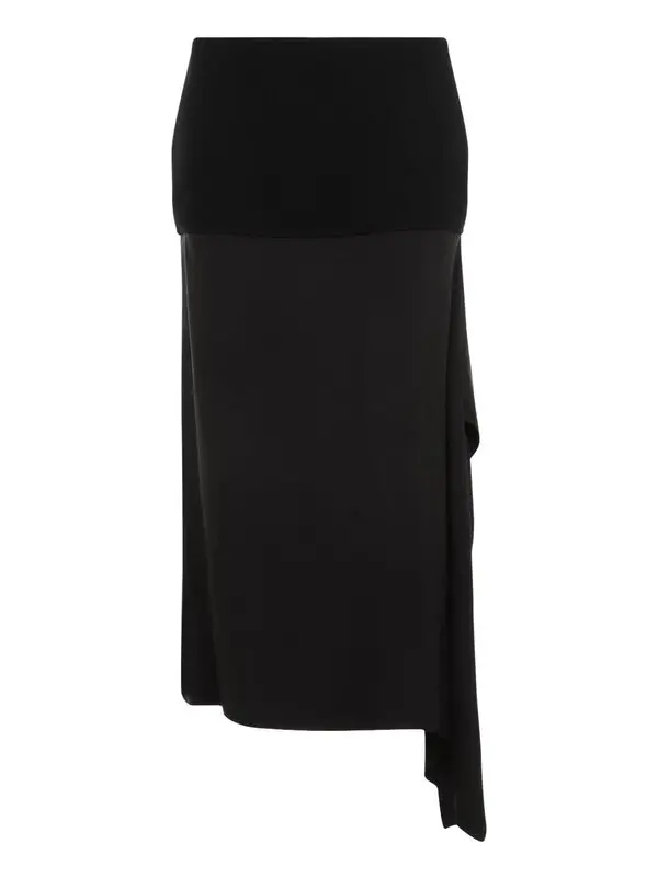 JIL SANDER Wool Midi Skirt - Black