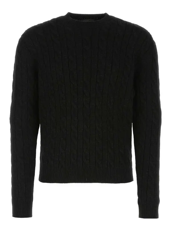 Prada Wool Blend Cable Knit Sweater - Black