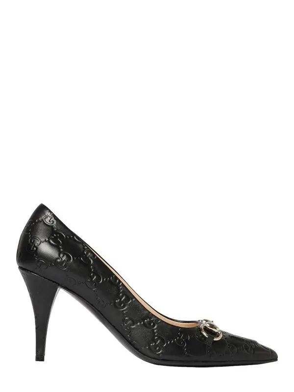Gucci Erin Leather Pumps With Gg Monogram - Black