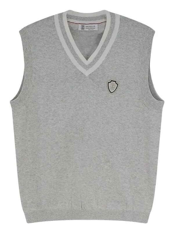 Brunello Cucinelli Cotton Vest With Front Logo Patch - Multicolor