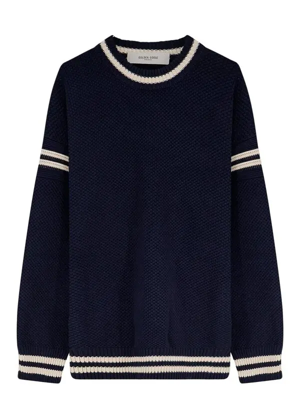 GOLDEN GOOSE Journey Cotton Knit Sweater - Blue