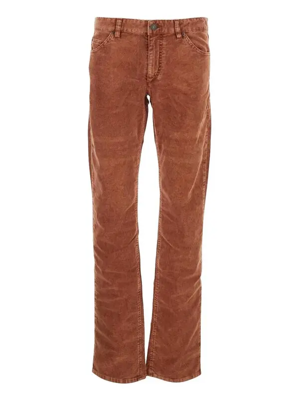 Isabel Marant Étoile Orange Trousers With Belt Loops And Back Logo Patch In Corduroy - Multicolor
