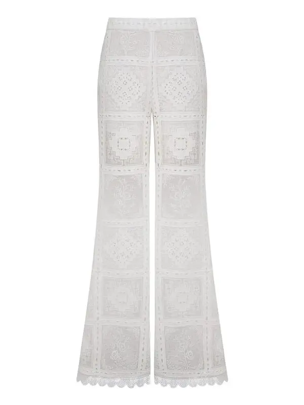 Zimmermann Aster Embroidered Trousers - White
