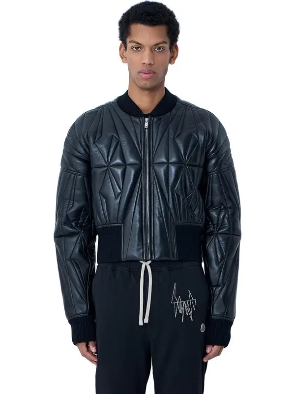 Moncler Rick Owens Geocamo Cropped Quilted Bomber Jacket - Black