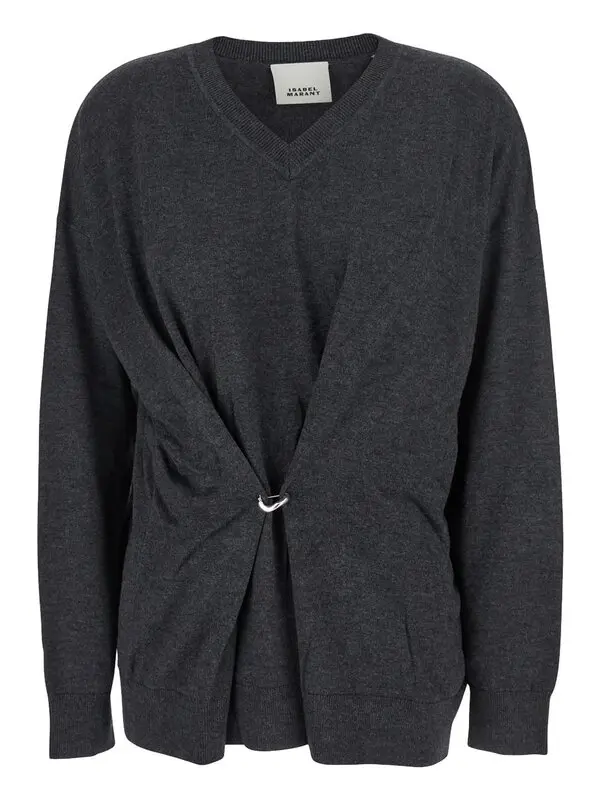 Isabel Marant Étoile V-neck Ring Detail Pullover - Gray