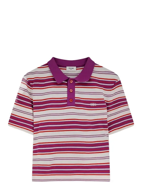 Celine Cotton Polo Shirt With Striped Pattern - Multicolor