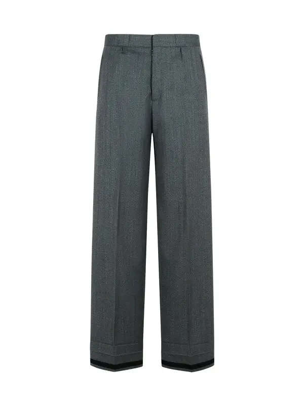 MAISON MARGIELA Grey Wool Blend Trousers - Gray