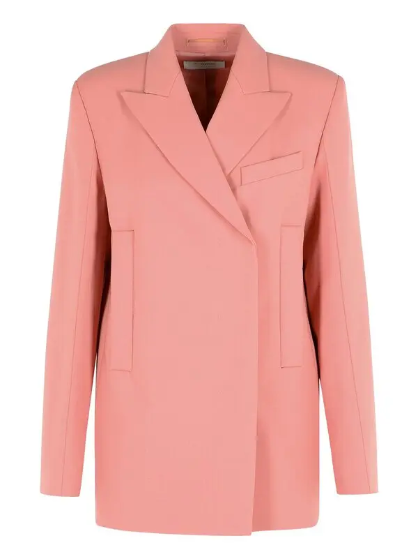 Sportmax Esule' Straight Blazer In Antique Virgin Wool - Pink