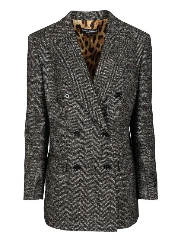 Dolce & Gabbana Double-breasted Chevron Jacket - Gray