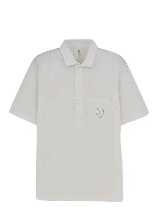 Brunello Cucinelli Virgin Wool Polo Shirt With Front Logo Patch - Multicolor