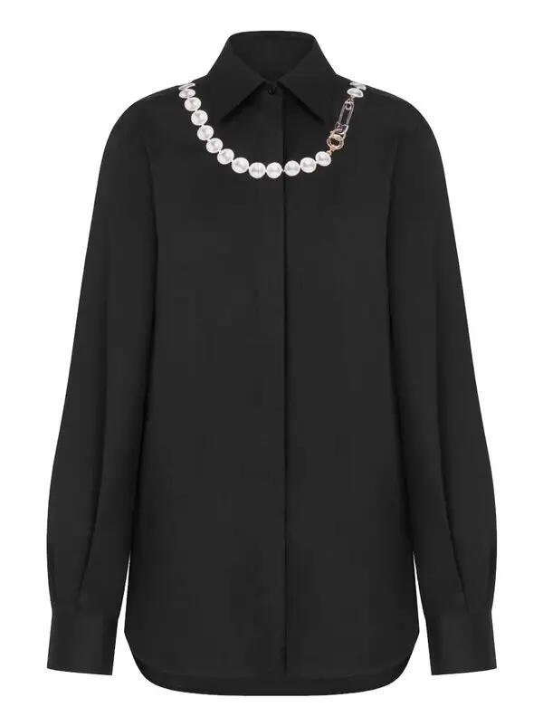 Moschino Embellished Collar Long Sleeve Shirt - Black