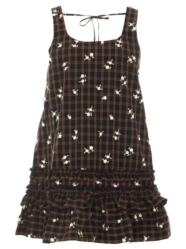 GANNI Check Dress - Brown