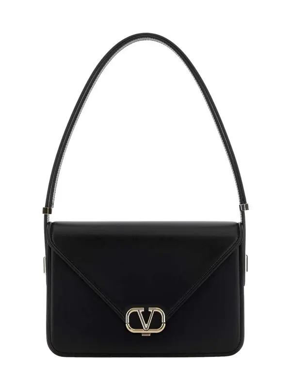 Valentino Garavani Leather Vlogo Shoulder Bag - Black