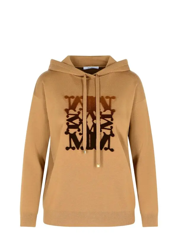 Max Mara Virgin Wool Logo Sweatshirt - Cream