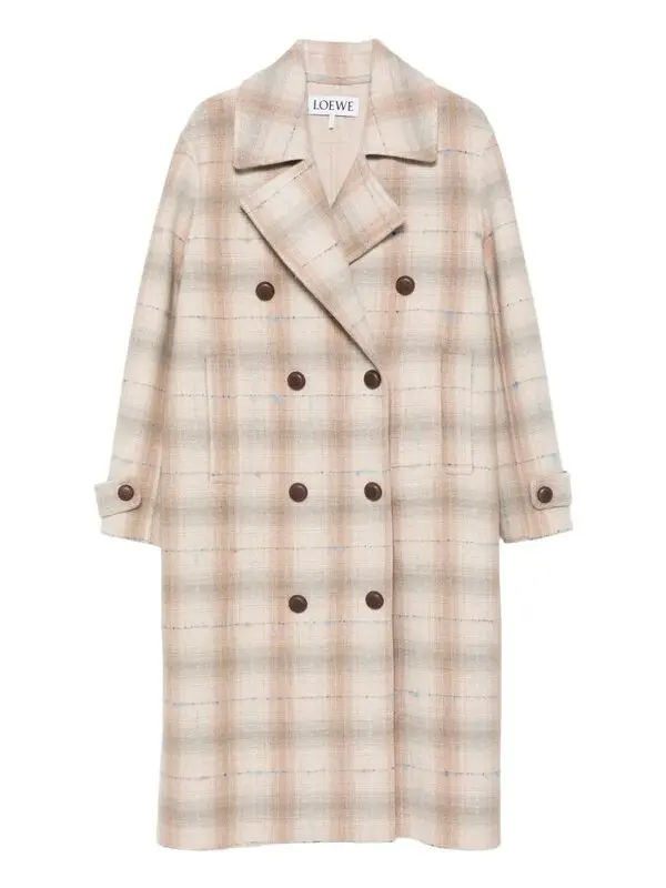 Loewe Wool And Cashmere Double-breasted Coat - Multicolor