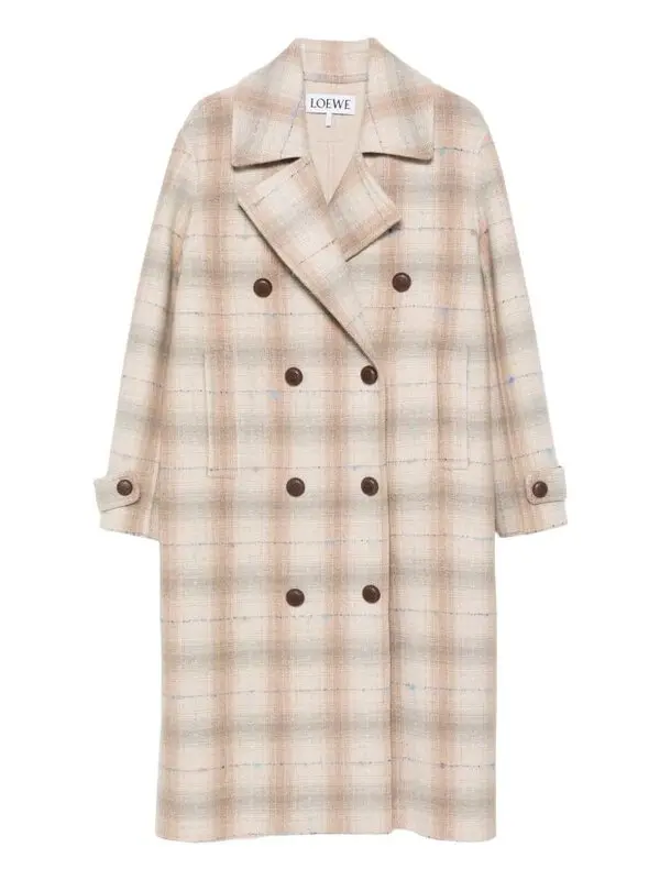 Loewe Wool And Cashmere Double-breasted Coat - Multicolor