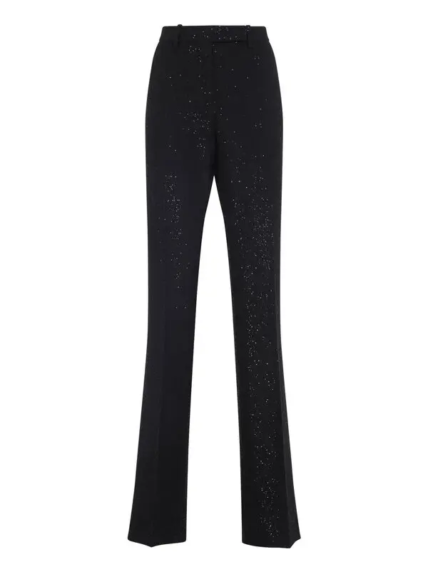 TOM FORD Wool Sequin Straight Leg Trousers - Black