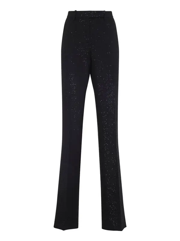TOM FORD Wool Sequin Straight Leg Trousers - Black