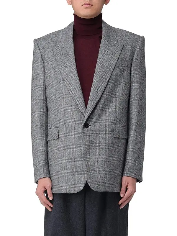 Saint Laurent Wool Single Breasted Jacket - Gray