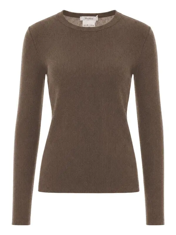 Max Mara Long Sleeve Scoop Neck Top - Brown
