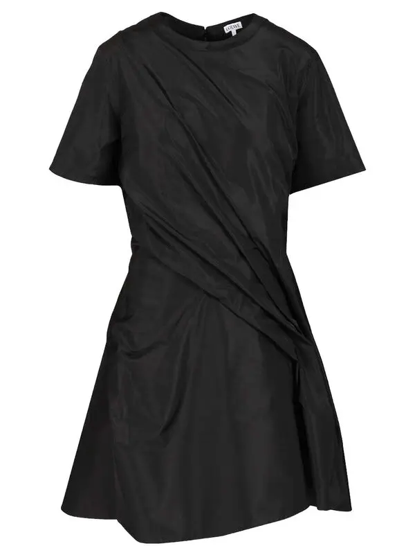 Loewe Twisted Silk Blend Taffeta Dress - Black