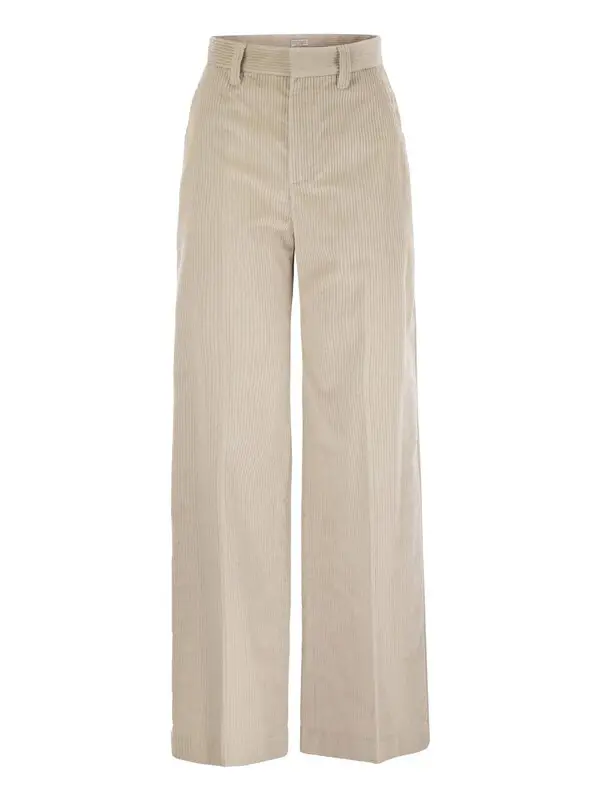 Brunello Cucinelli Fluid Corduroy Sartorial Track Trousers With Jewellery - Multicolor
