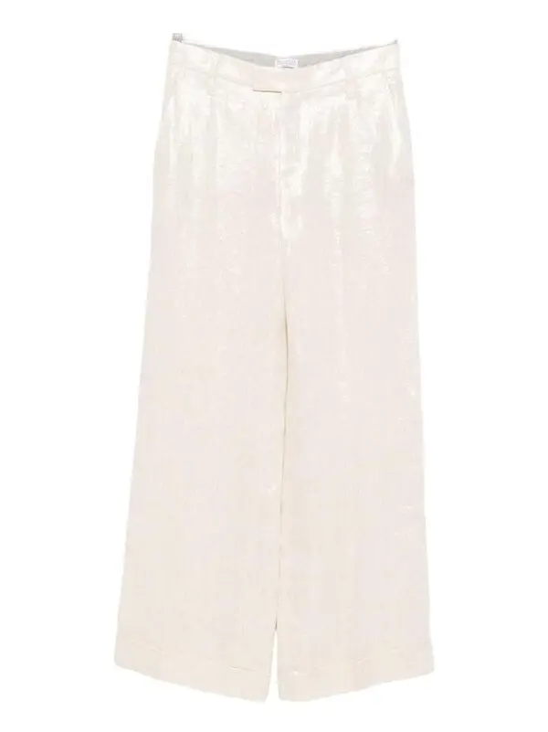 Brunello Cucinelli Wide Leg Linen Trousers - Multicolor