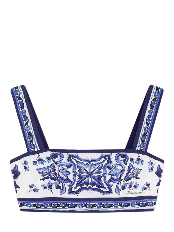 Dolce & Gabbana Cotton Top With Maiolica Print - Multicolor