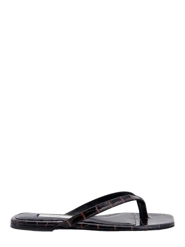 TOTEME Croco-embossed Leather Sandals - Brown
