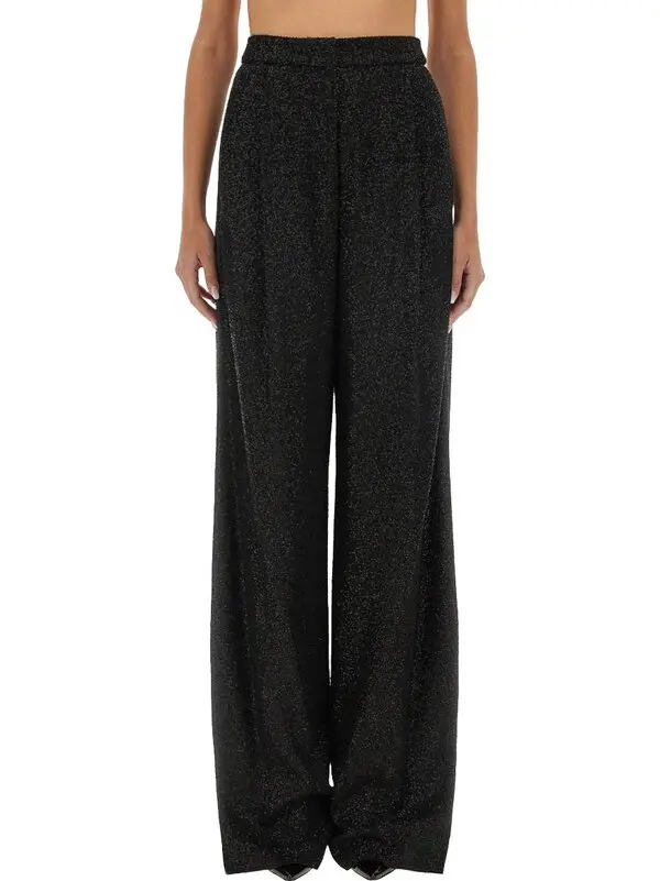 Max Mara Glitter Finish Wide Leg Trousers - Black