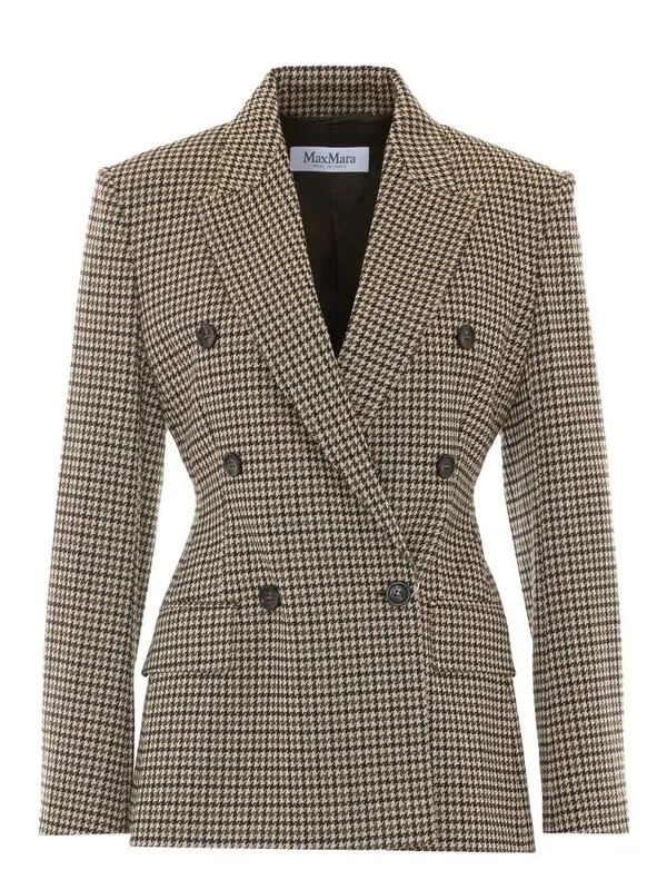 Max Mara Check Print Double Breasted Blazer - Multicolor