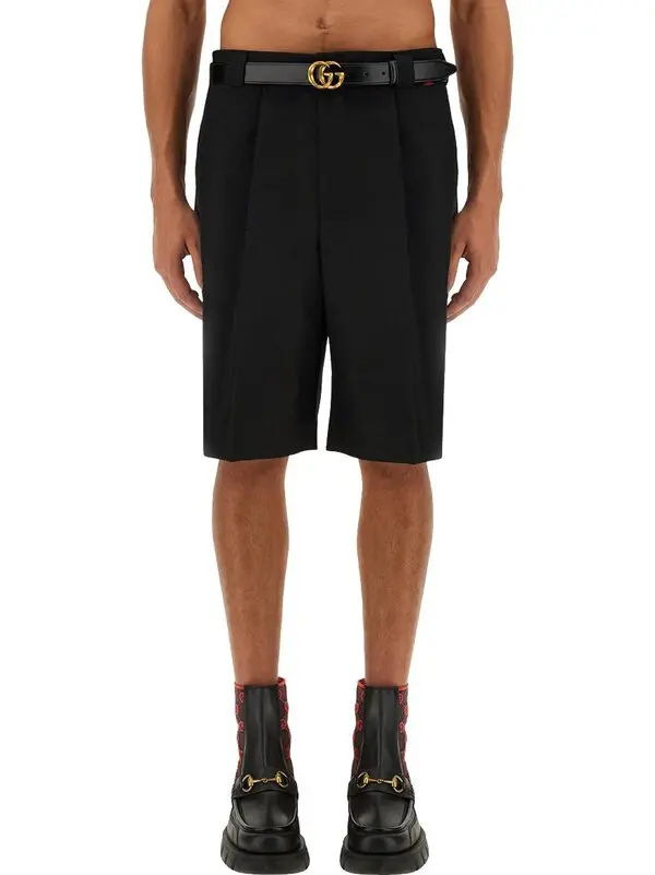Gucci Wool Blend Twill Shorts - Black