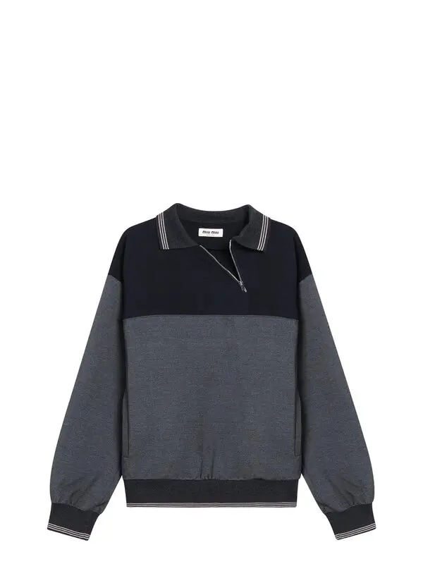 Miu Miu Sweatshirt With Zip Anthracite/blue - Gray
