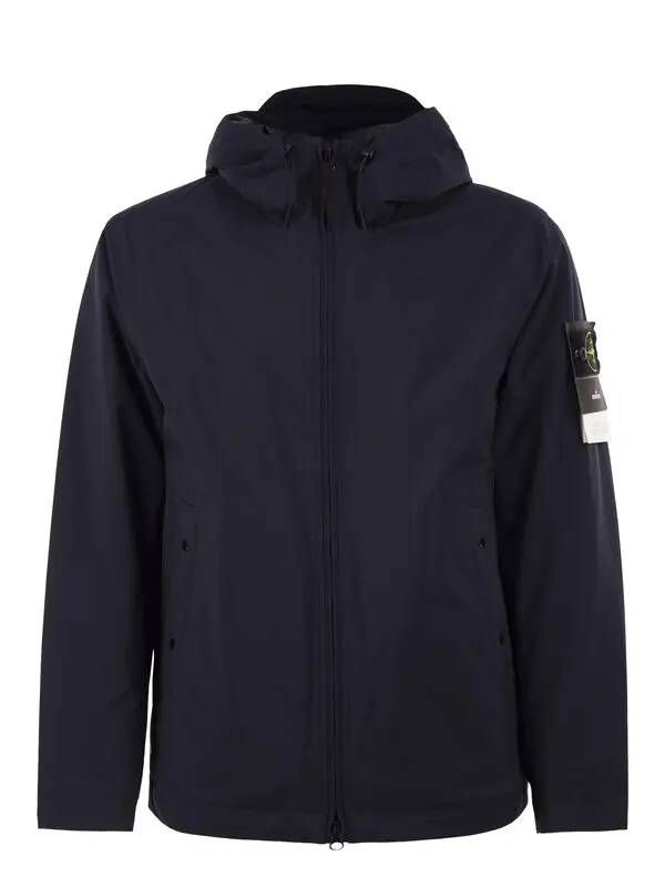 Stone Island Soft Shell-r Hooded Jacket - Blue