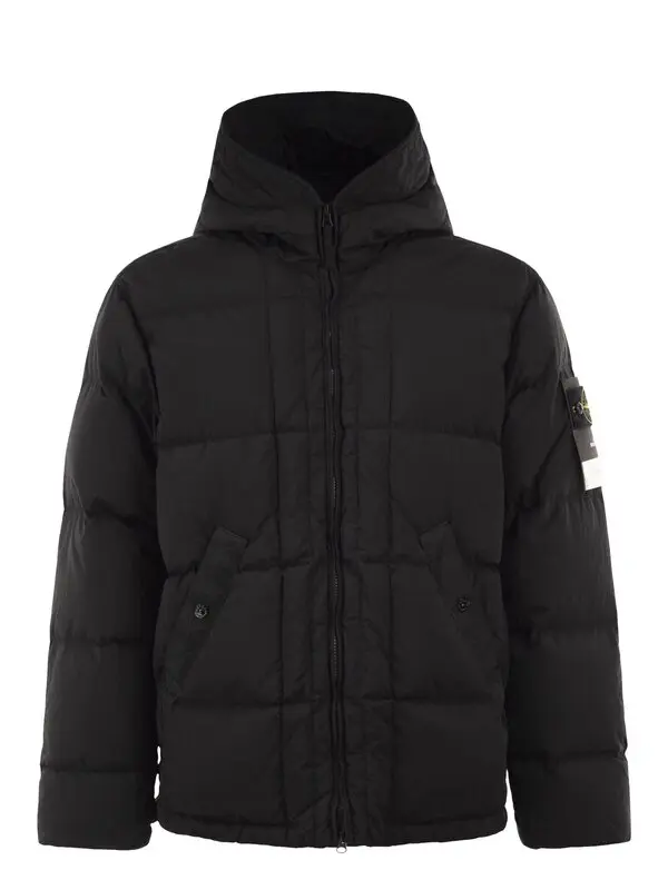Stone Island Hooded Down Jacket - Black