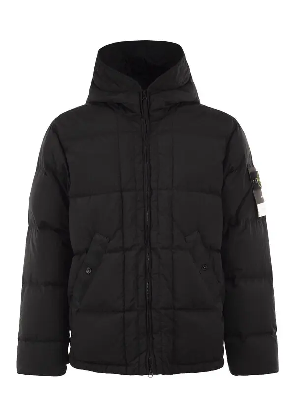 Stone Island Hooded Down Jacket - Black
