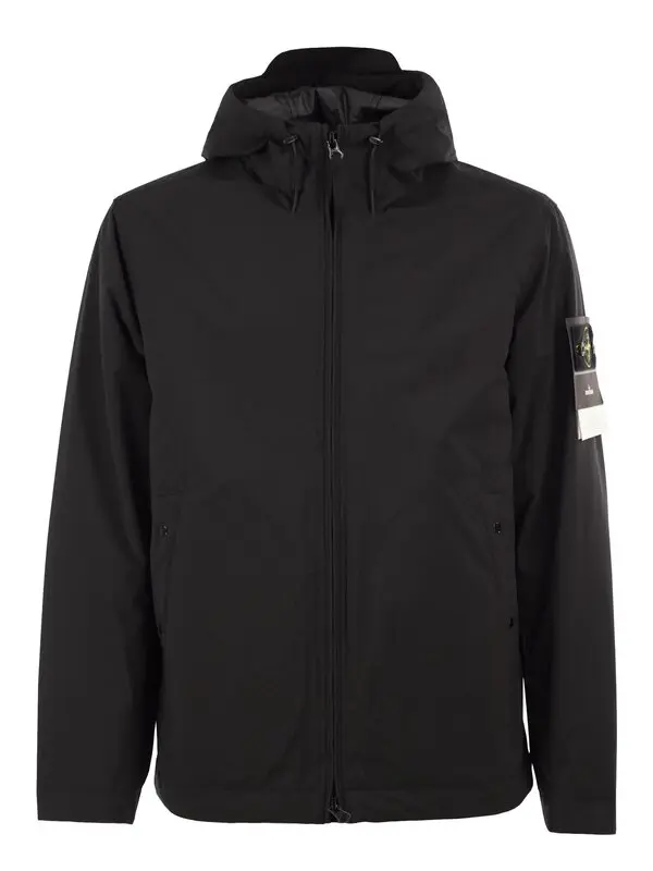 Stone Island Soft Shell-r Hooded Jacket - Black