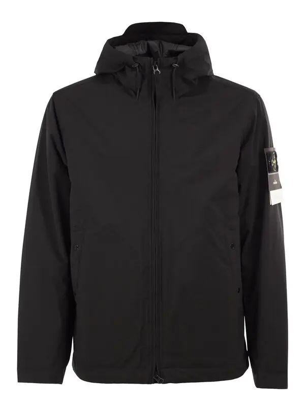 Stone Island Soft Shell-r Hooded Jacket - Black