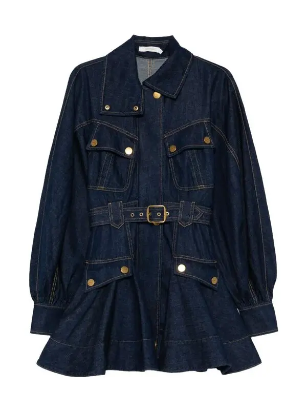 Zimmermann Luna Denim Utility Mini Dress - Multicolor
