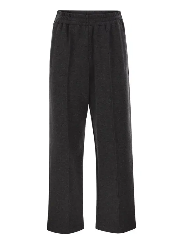 Brunello Cucinelli Wide-leg Cotton And Cashmere Jersey Trousers - Multicolor