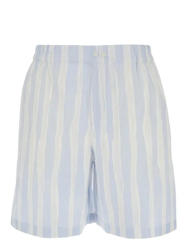 Jacquemus Le Short Calecon' Light Blue Shorts With Elasticated Waist At The Back And All-over Striped Motif In Cotton For - Multicolor