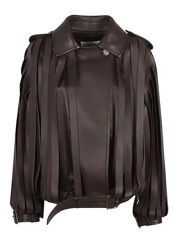 Loewe Leather Belted Jacket - Multicolor