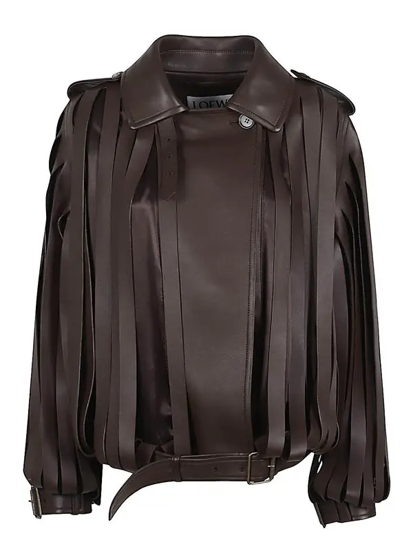 Loewe Leather Belted Jacket - Multicolor