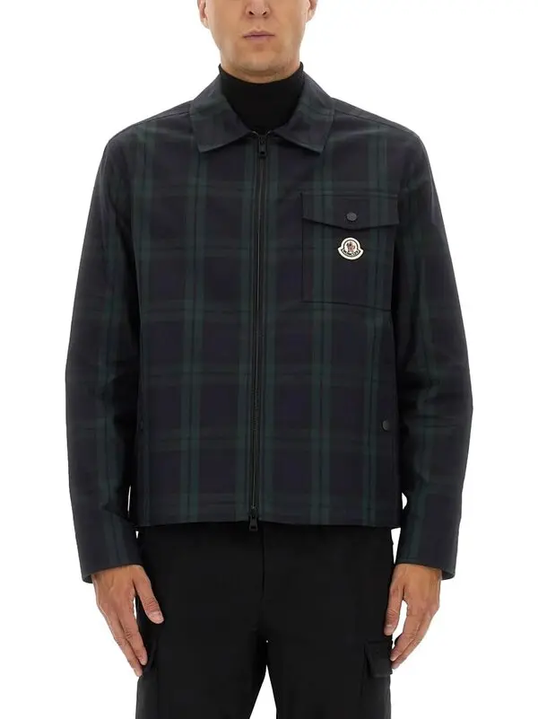 Moncler Checked Cotton Gabarine Shirt Jacket - Black
