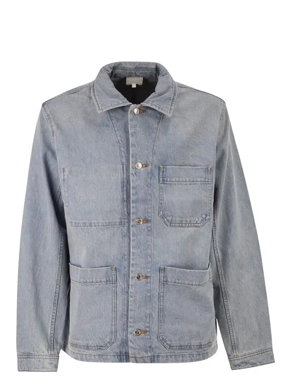 A.p.c. Cotton Denim Jacket With Patch Pockets - Multicolor