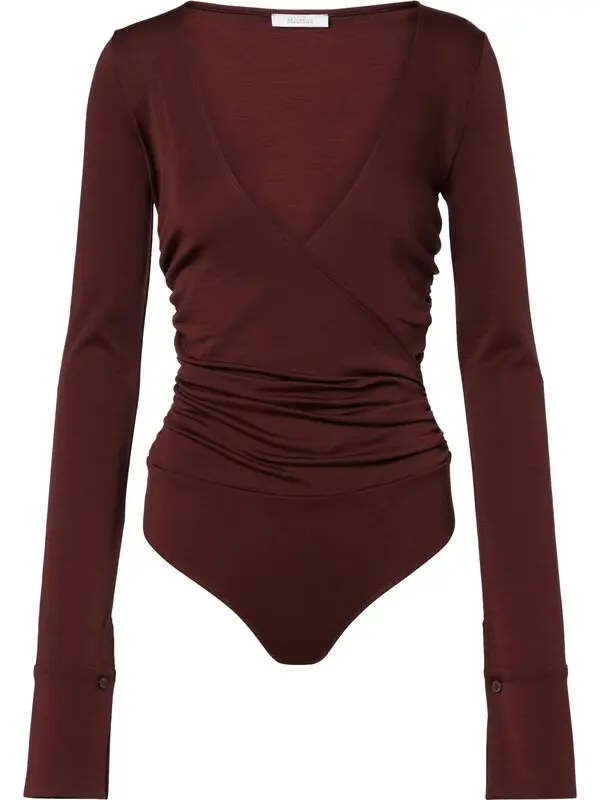 Max Mara Nigella Draped Wool Bodysuit - Brown