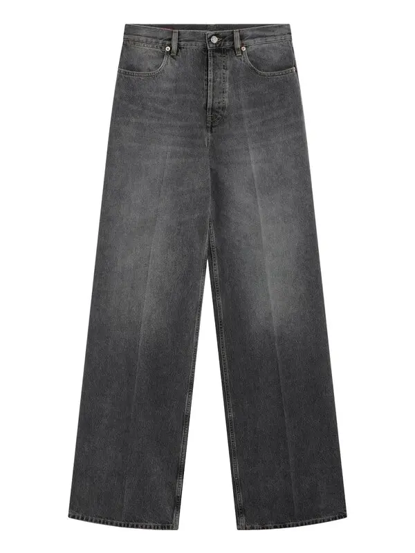 Gucci Stone-washed Wide-leg Jeans - Gray