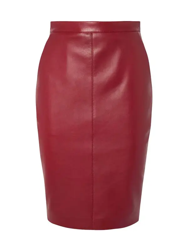 Saint Laurent Leather Skirt - Red