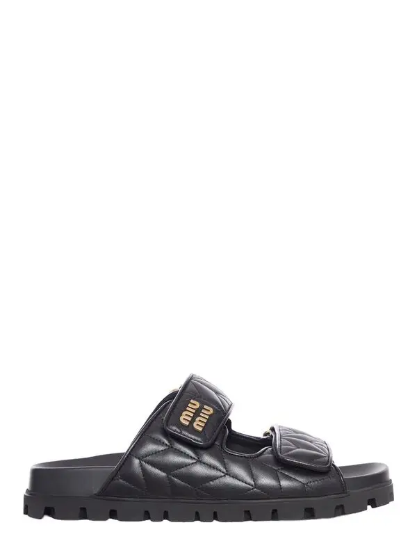 Miu Miu Matelassé Nappa Leather Sandals - Black