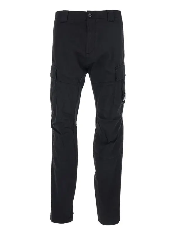 C.P. COMPANY Cargo Pants With Logo Plate On The Side And Two Cargo Pockets On The Front In Stretch Cotton For - Black